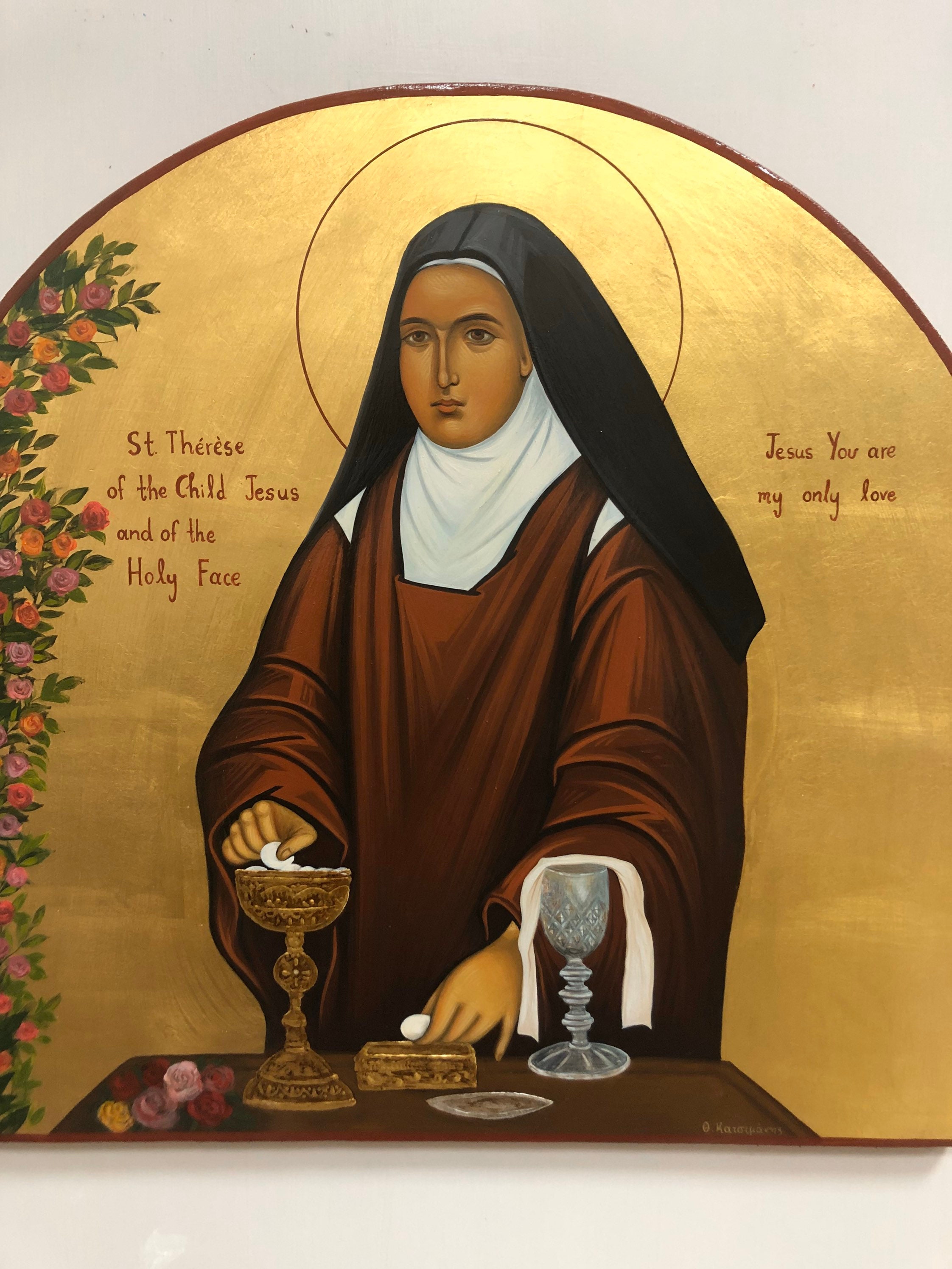Handmade Byzantine Icon of Saint Therese on Wood With Gold - Etsy