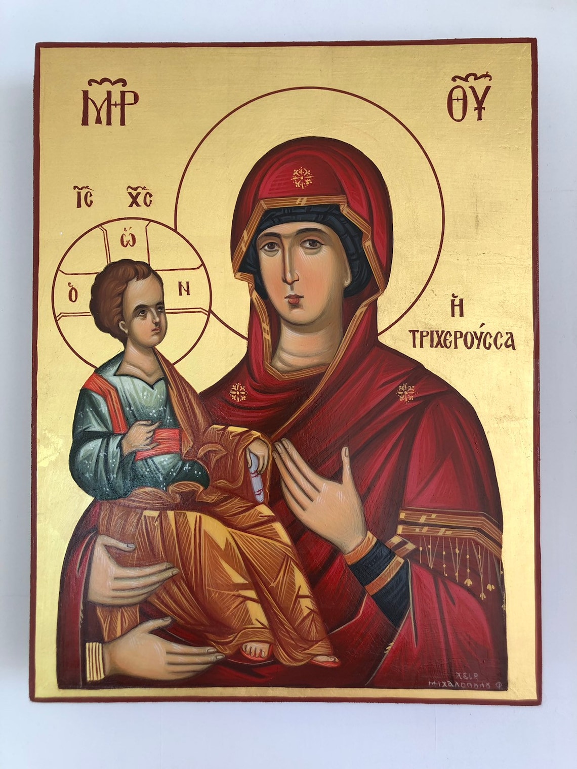 HAND PAINTED Byzantine Icon of Virgin Mary With Three Hands - Etsy