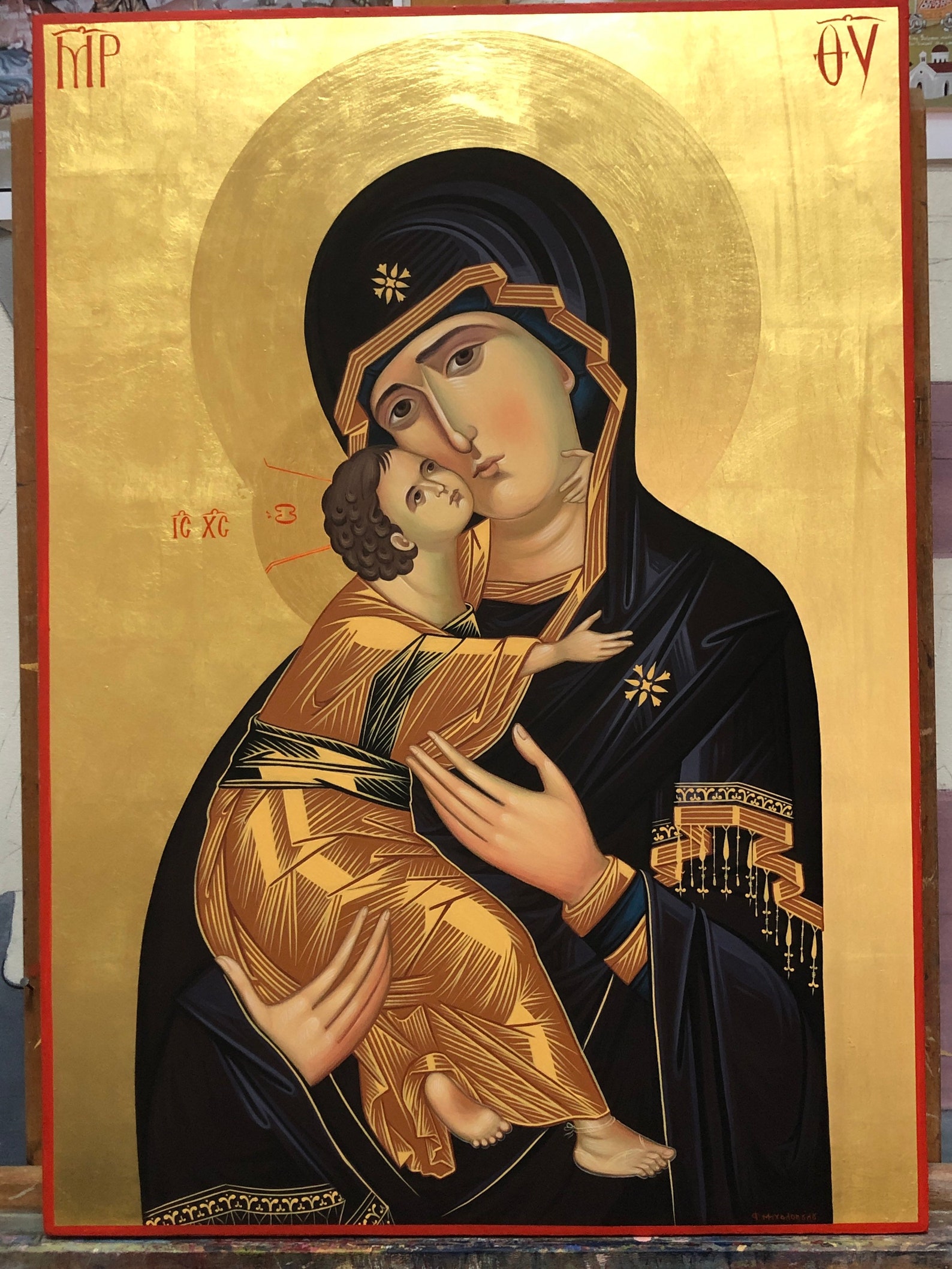 HAND PAINTED Byzantine Icon Of Virgin Mary Theotokos | Etsy