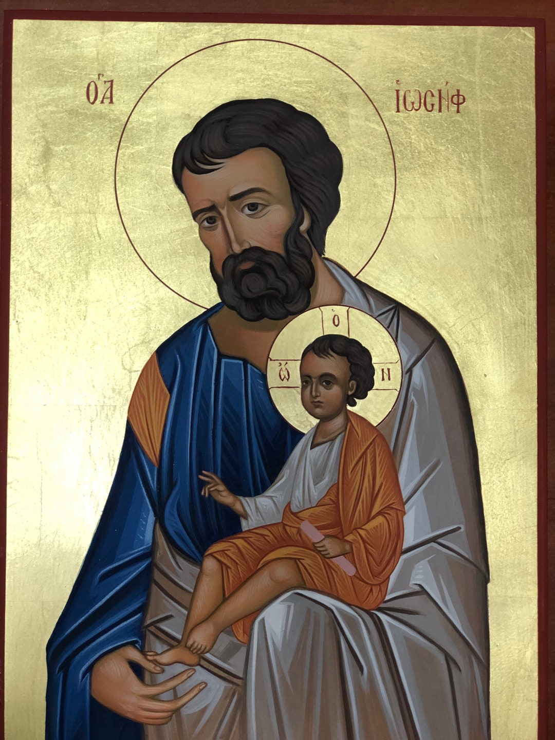 Hand Painted Byzantine Icon of Saint Joseph - Etsy