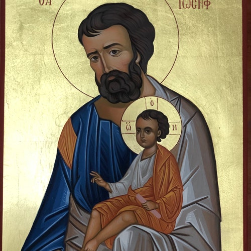 Hand Painted Byzantine Icon of Saint Joseph - Etsy
