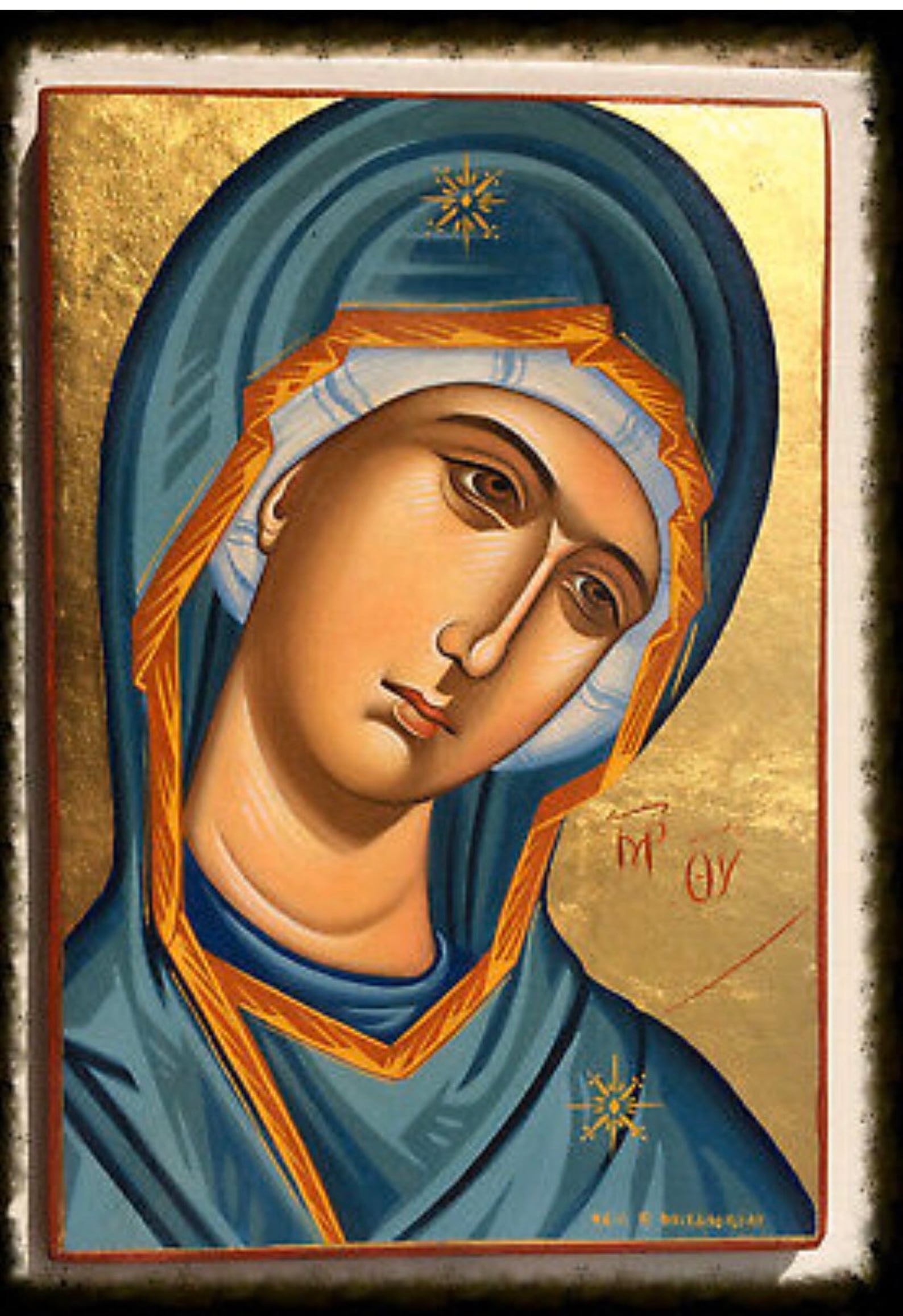 Icona bizantina dipinta a mano della Vergine Maria - Etsy Italia