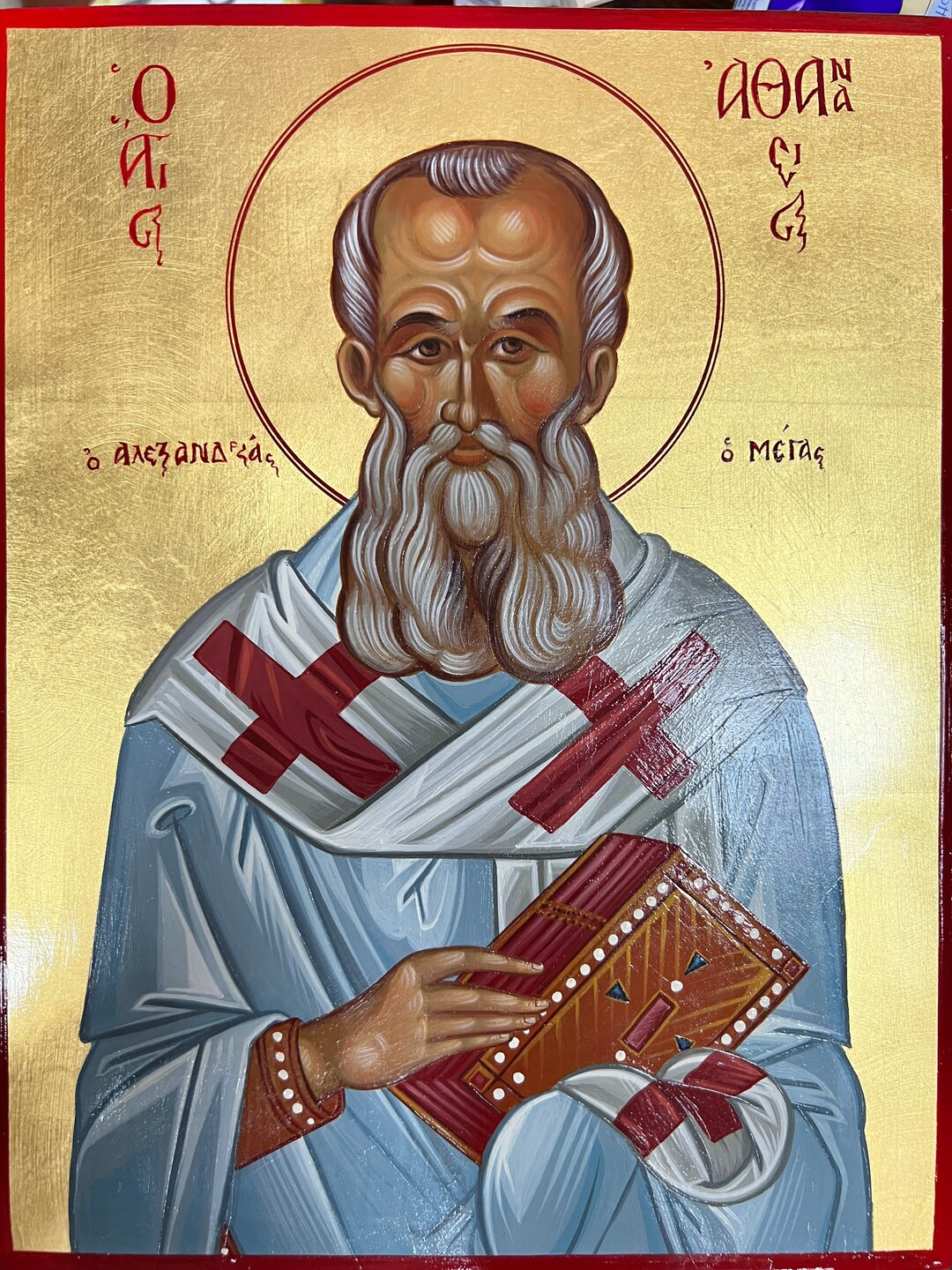 HAND PAINTED Byzantine Icon of Saint Athanasios the Great - Etsy