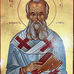 HAND PAINTED Byzantine Icon of Saint Athanasios the Great - Etsy