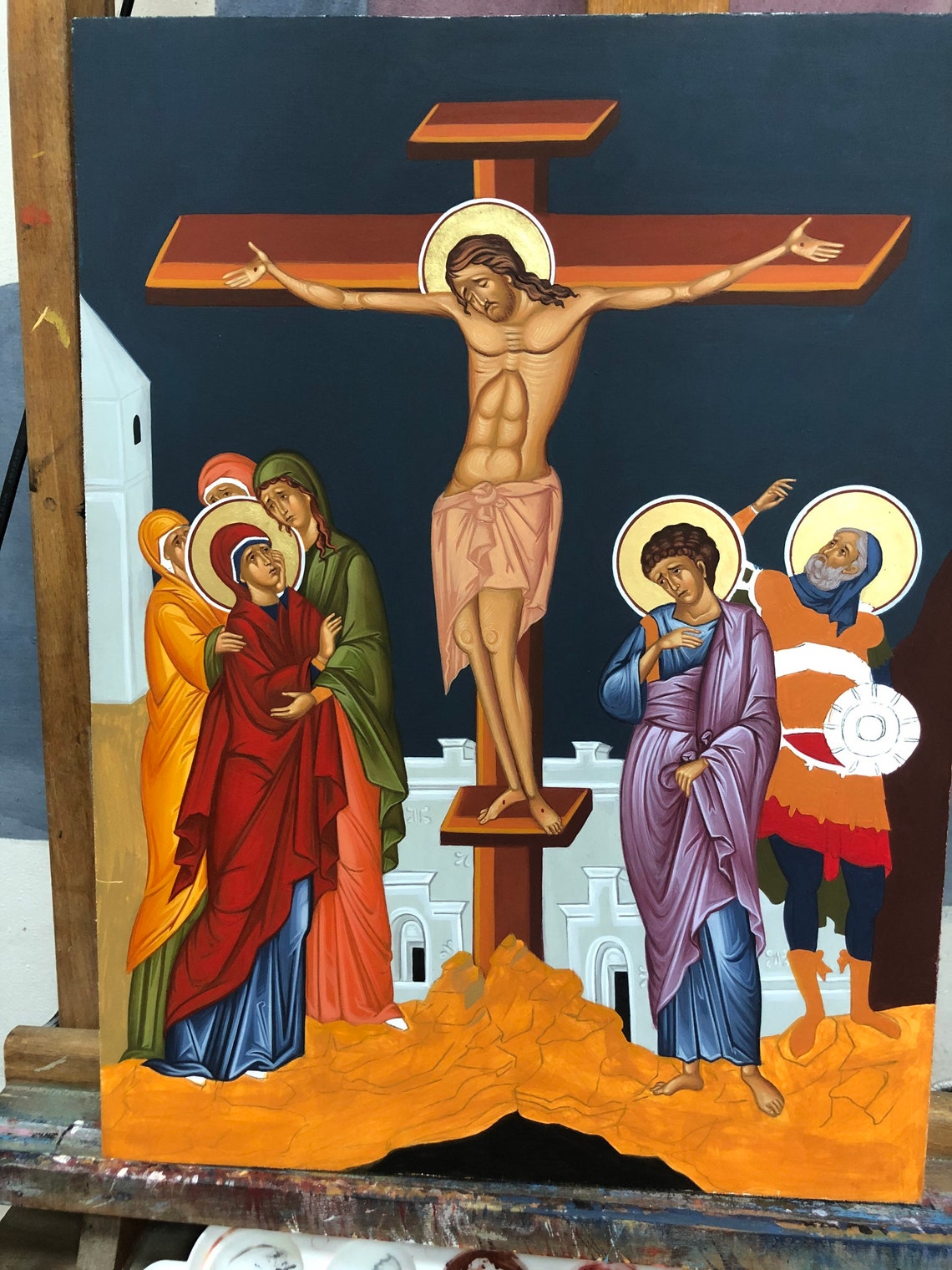 Hand Painted Byzantine Icon of Jesus Christ the Crucifixion - Etsy