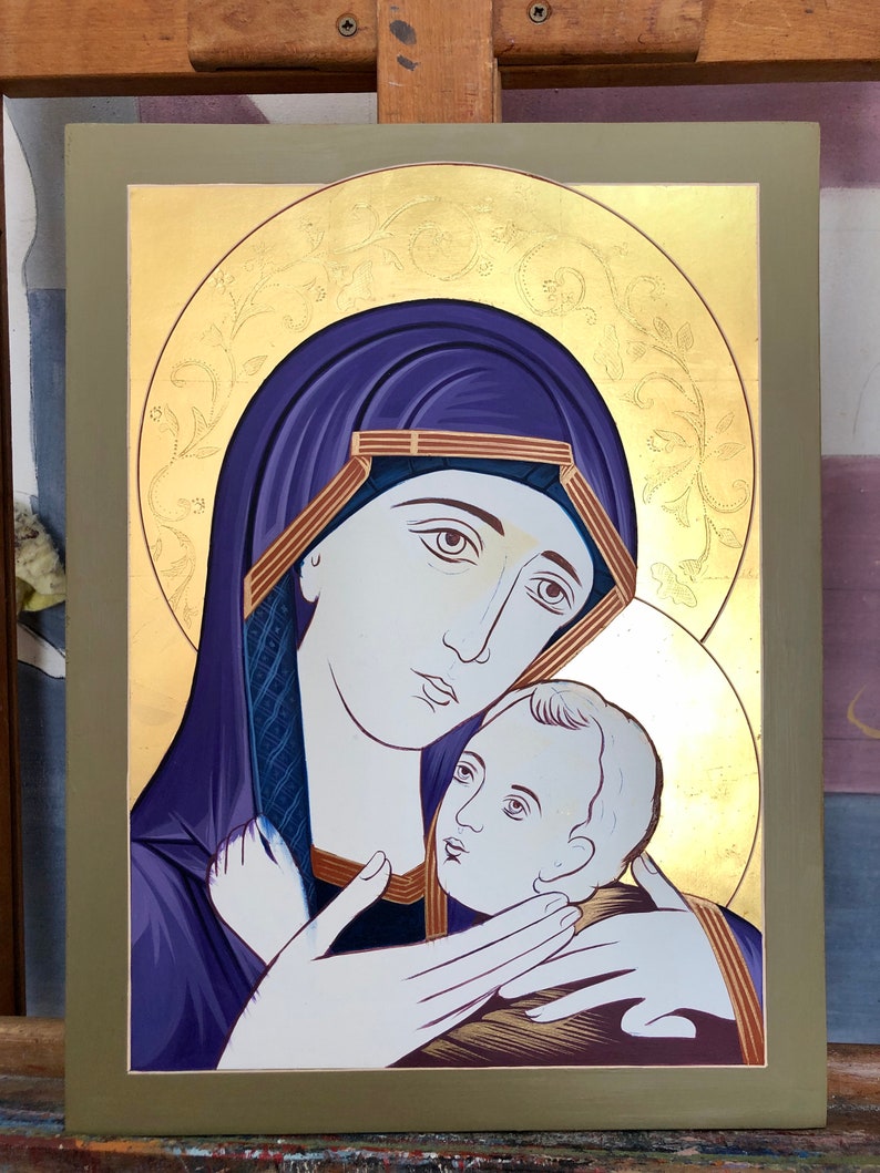 HAND PAINTED Byzantine Icon of Virgin Mary Theotokos - Etsy