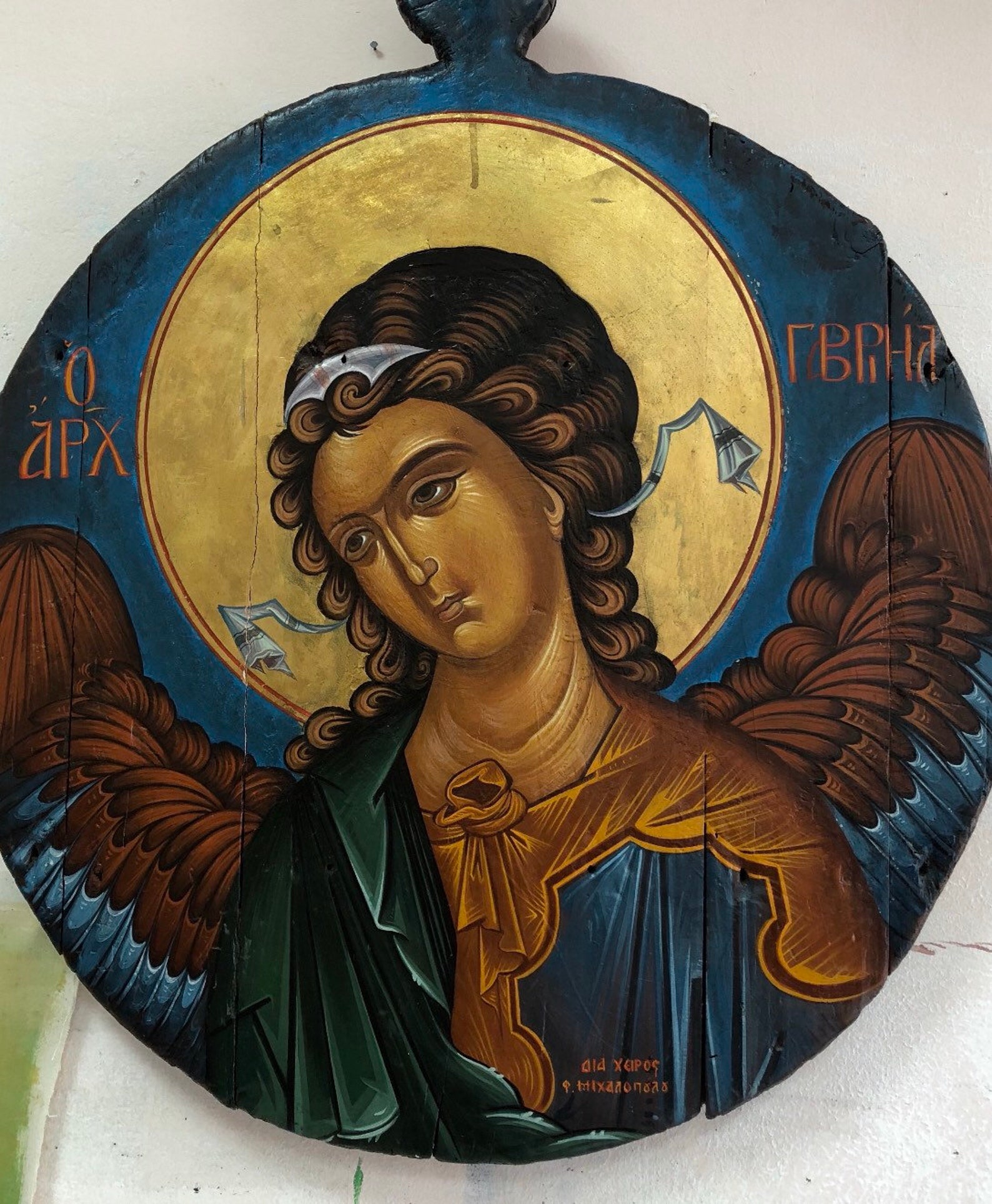 Archangel Gabriel HAND PAINTED Byzantine Icon on Old Wood - Etsy