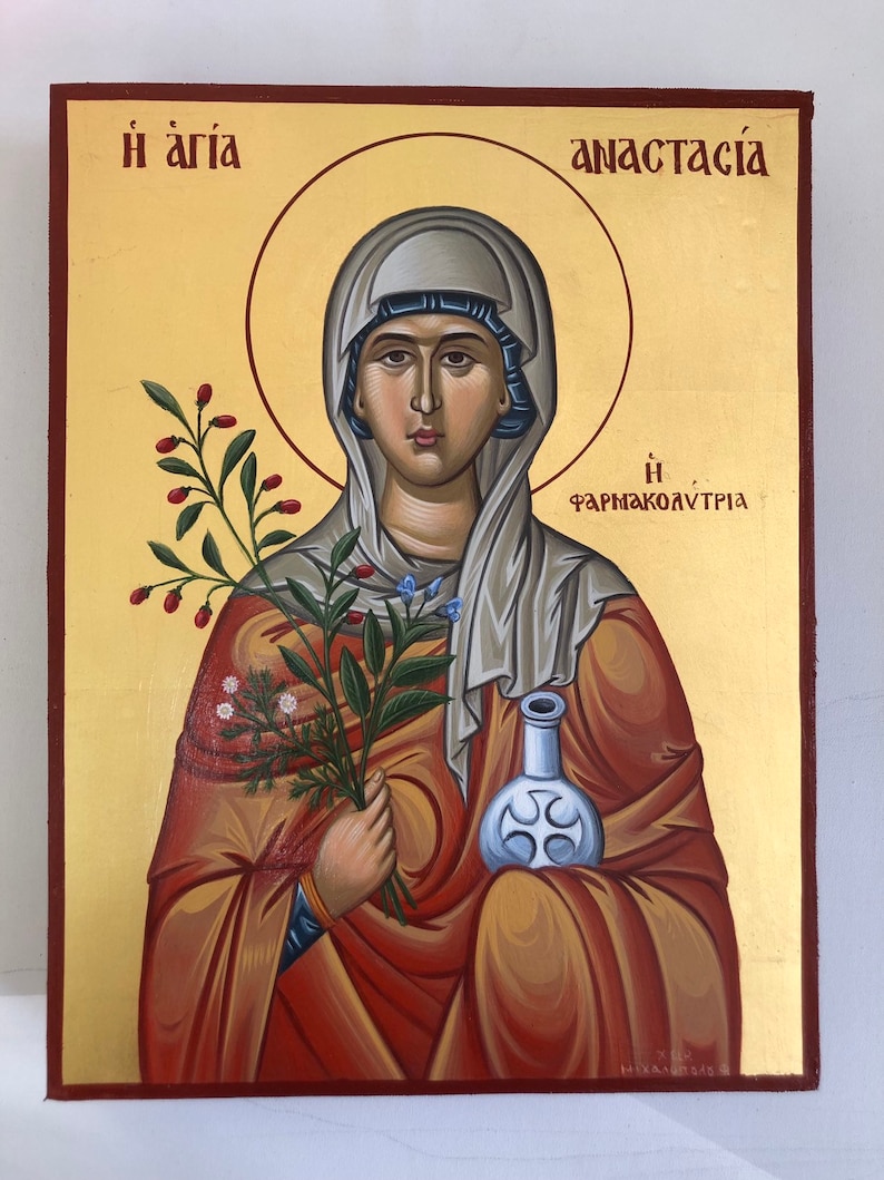 Handmade Byzantine Icon Saint Anastasia on Wood With Gold Leaf - Etsy