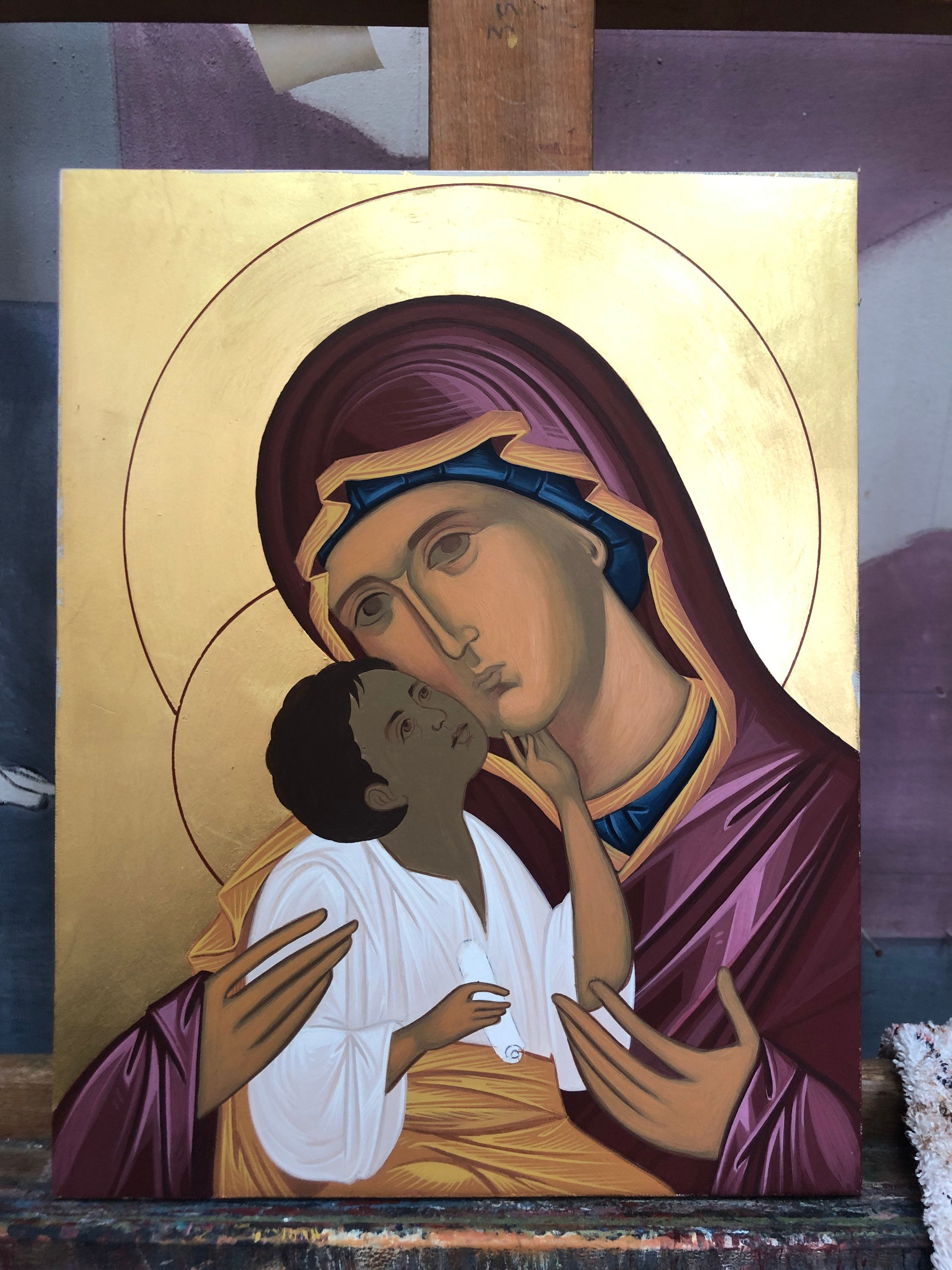 Handgemalte byzantinische Ikone der Jungfrau Maria - Etsy.de