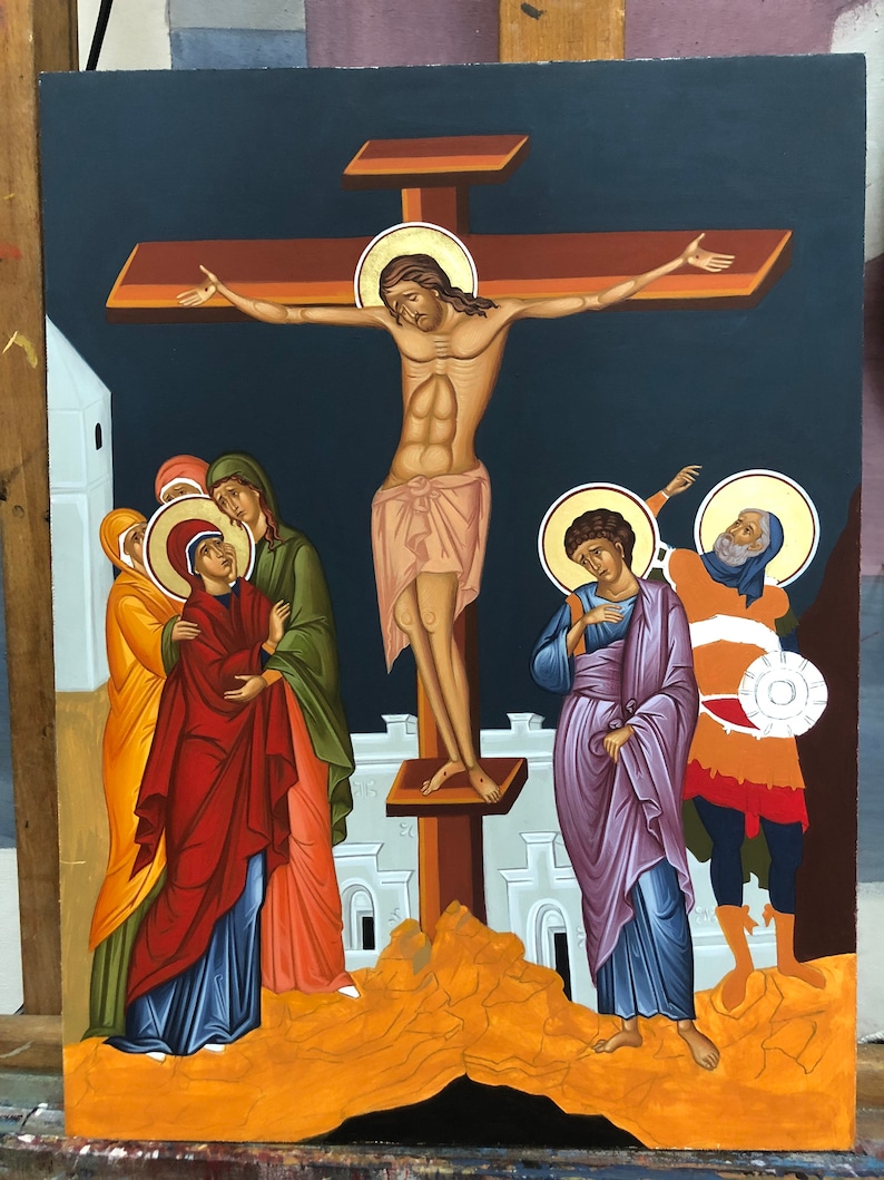 Hand Painted Byzantine Icon of Jesus Christ the Crucifixion - Etsy