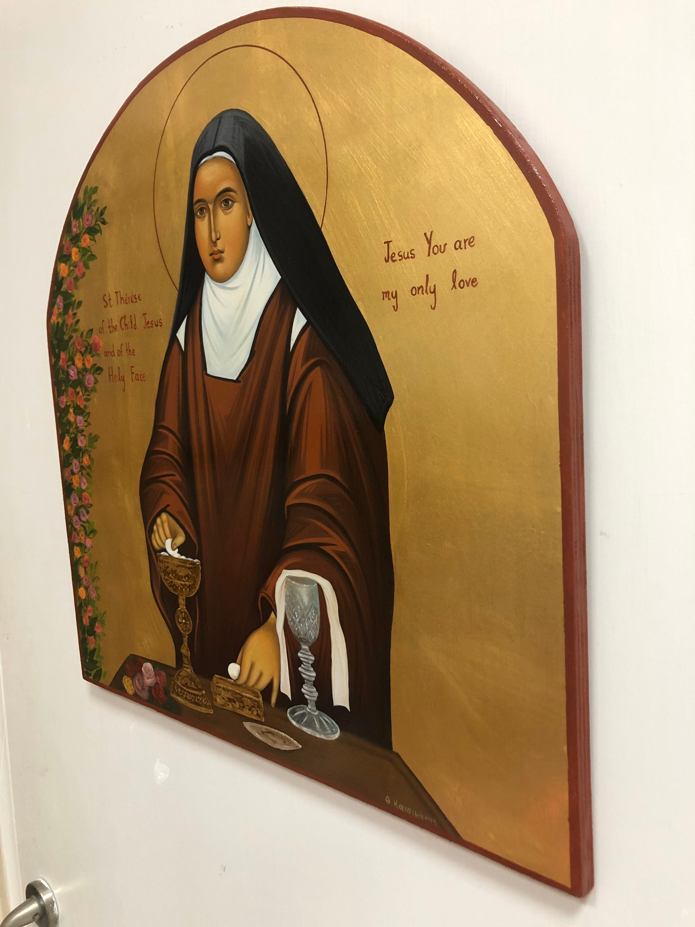 Handmade Byzantine Icon of Saint Therese on Wood With Gold - Etsy
