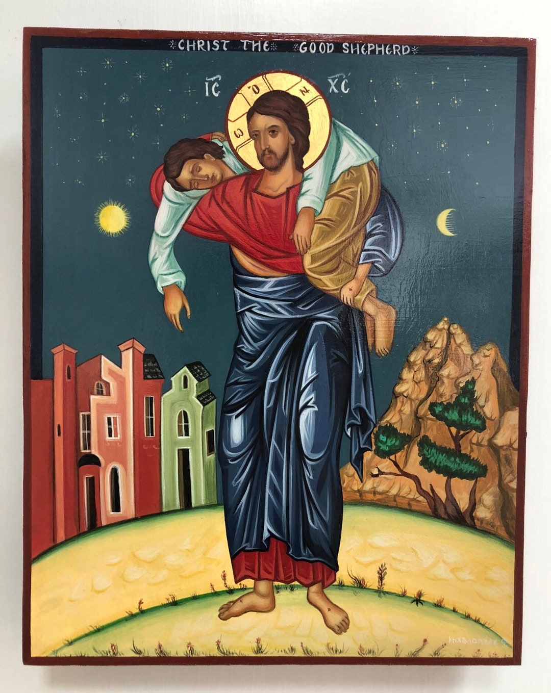 Hand Painted Byzantine Icon of Jesus Christ the Good Shepherd - Etsy