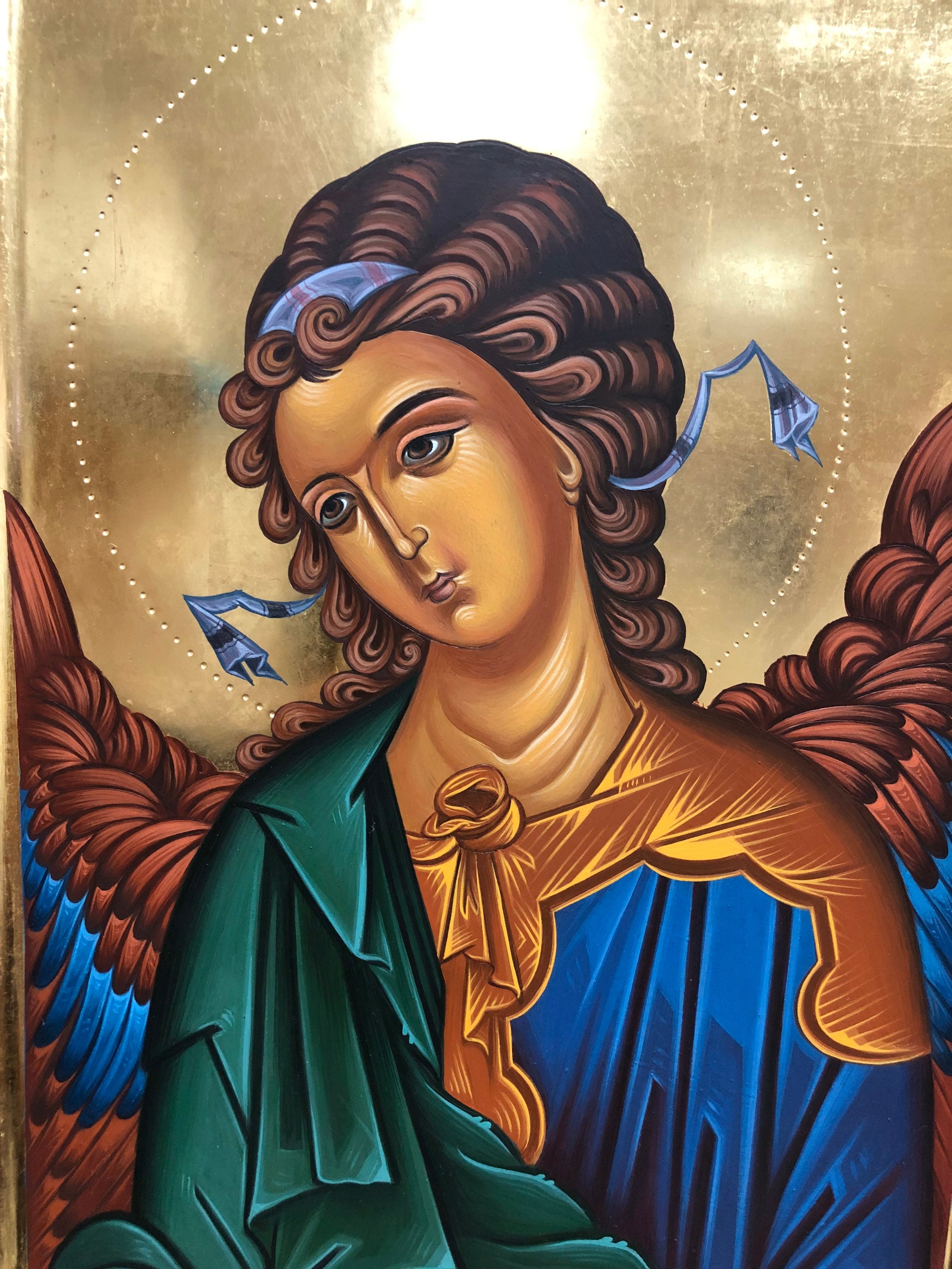 Handmade Byzantine Icon of Archangel Gabriel on Wood With | Etsy