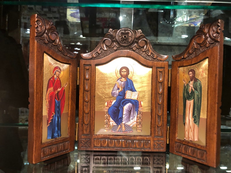 Jesus Christ With Our Lady Theotokos and Saint John the Baptist on ...