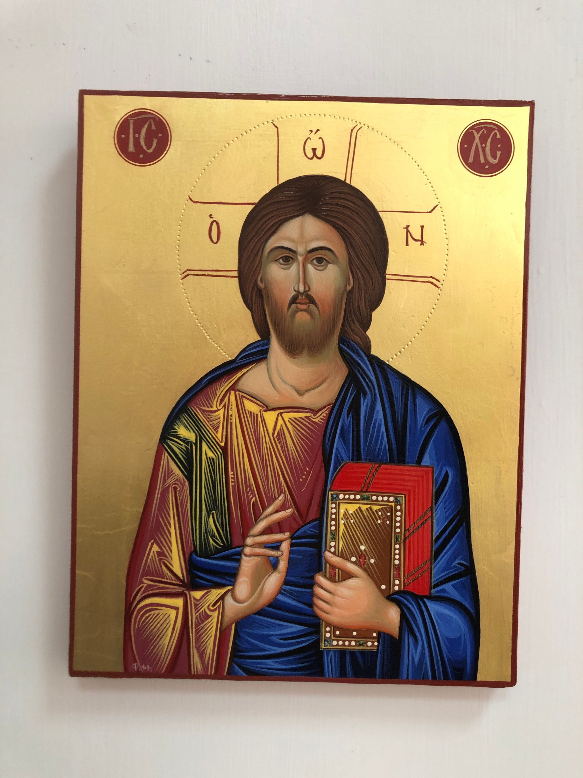 Hand Painted Byzantine Icon of Jesus Christ 23k Gold Leaf - Etsy Singapore