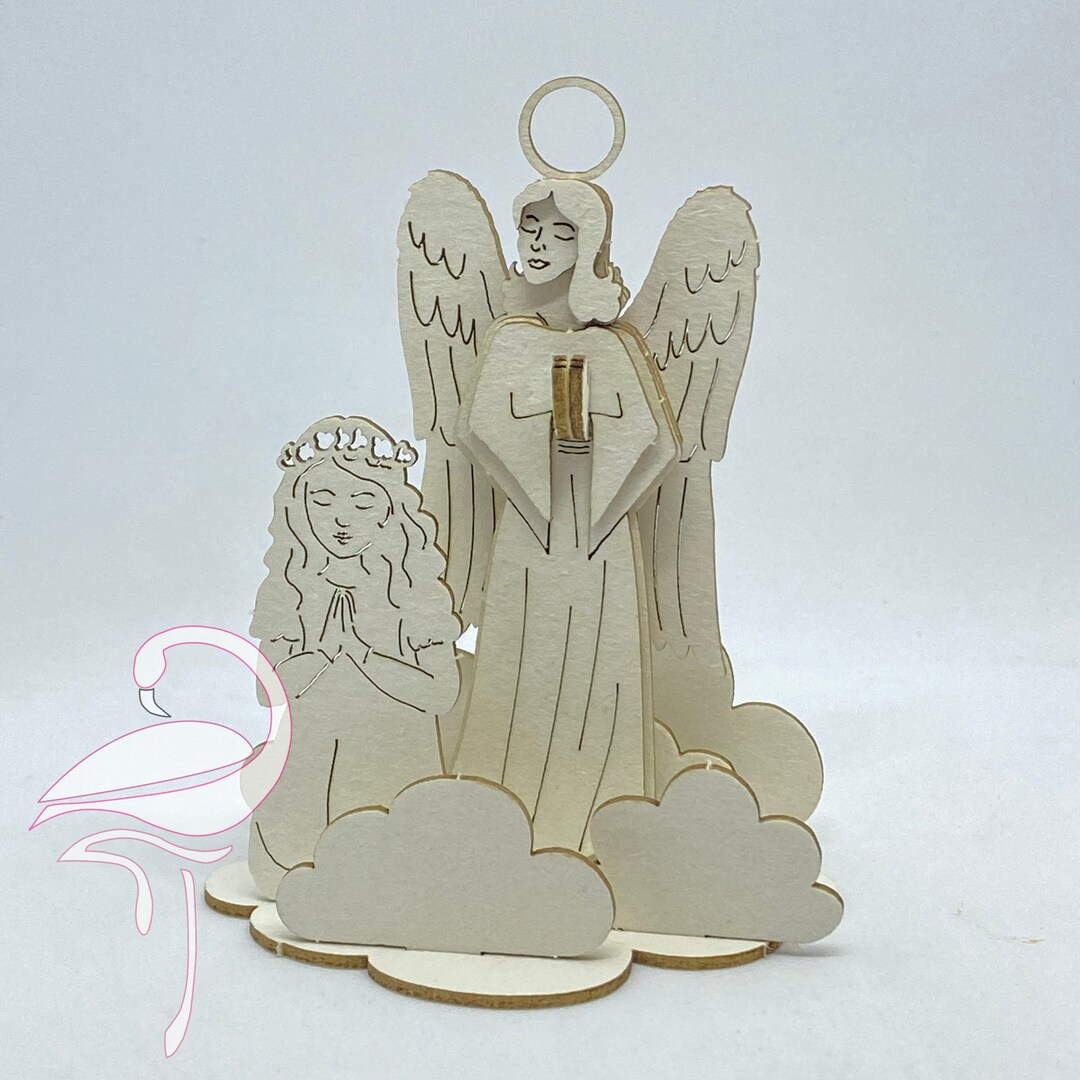 3D Holy Communion Girl With Guardian Angel 70 X 92mm - Etsy