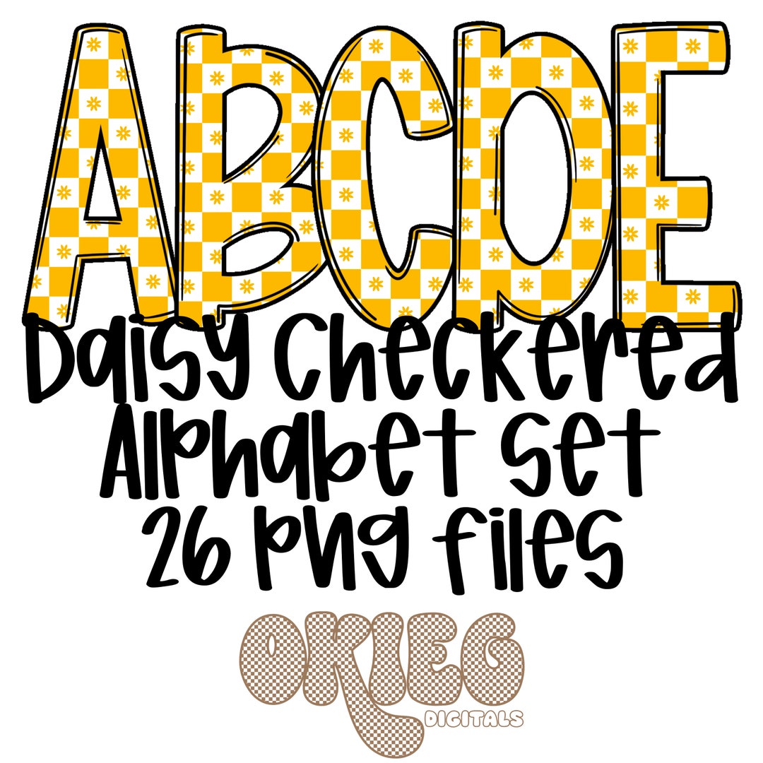 Checkered Daisy Alpha - Alphabet Set - Alphabet PNG - Etsy