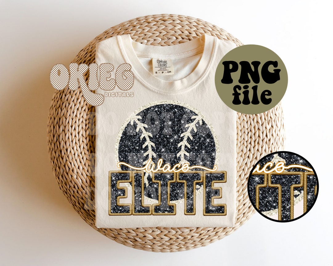 Faux Embroidery | Faux Glitter | Waco Elite Baseball - PNG File - Etsy