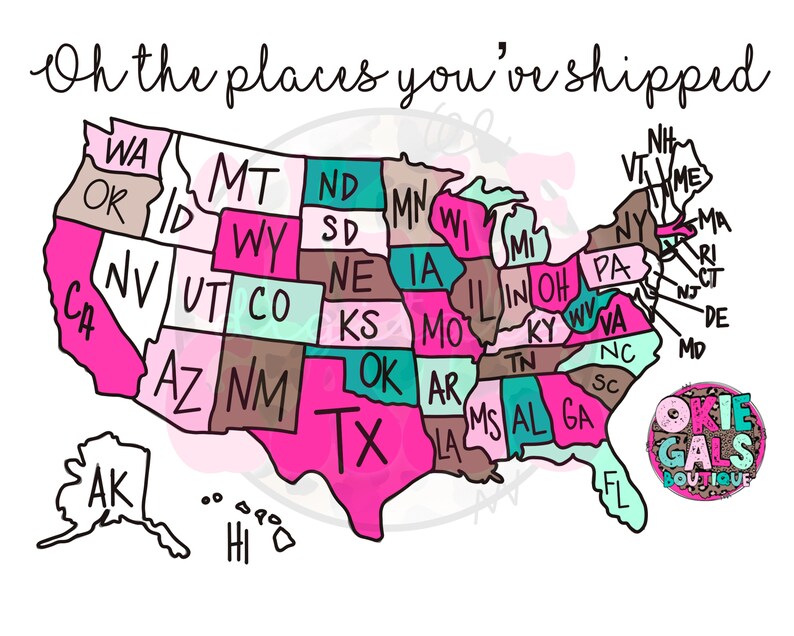 Places Ive Shipped Map PNG File - Etsy