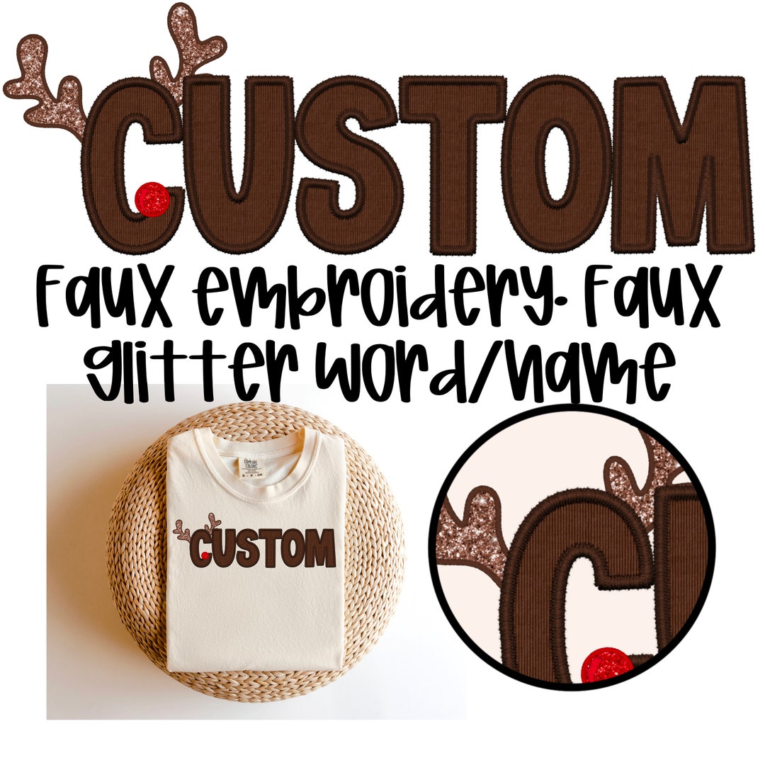 Custom Faux Embroidery | Faux Sequins | Custom Word/name | PNG | Custom ...