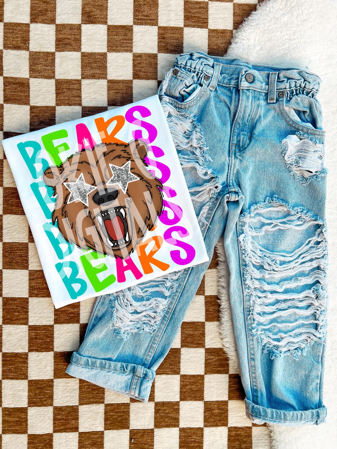 Bears Preppy Colorful Mascot PNG, Neon Letters, Team Colors, Mascot ...