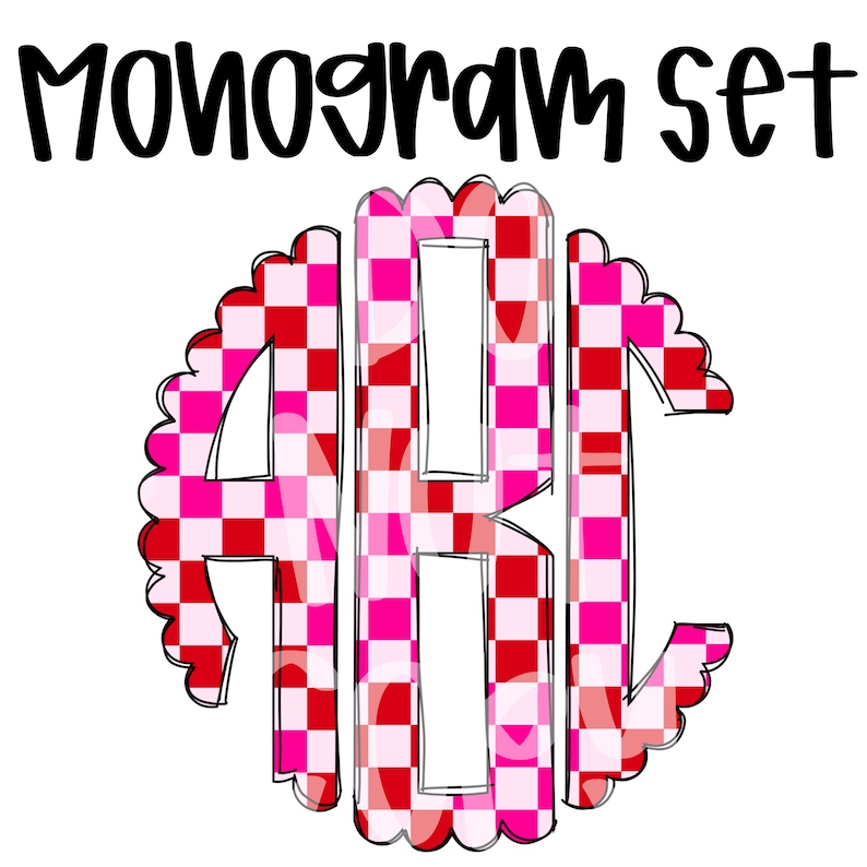 Valentine Checkered Monogram PNG Set Valentines Day Monogram - Etsy