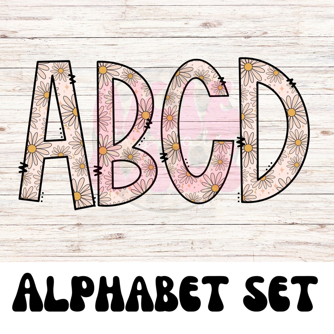 Daisy Pink Alphabet PNG Set - Etsy