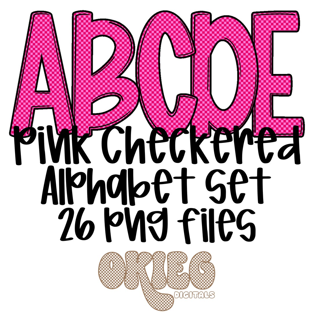 Pink Checkered Alpha - Alphabet Set - Alphabet PNG - Etsy