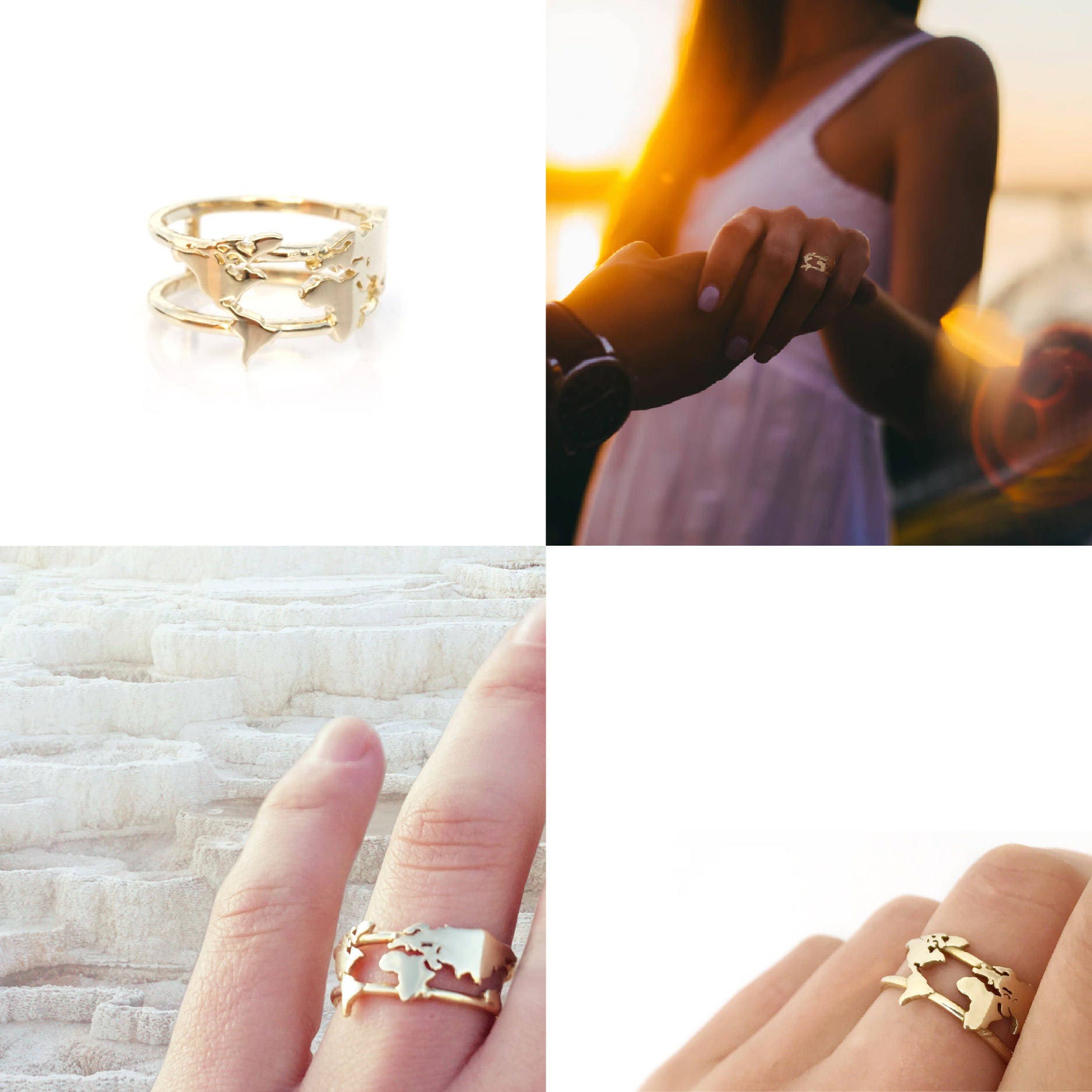 Engagement World Map Ring | Made in New York | Solid 14k Gold - Etsy