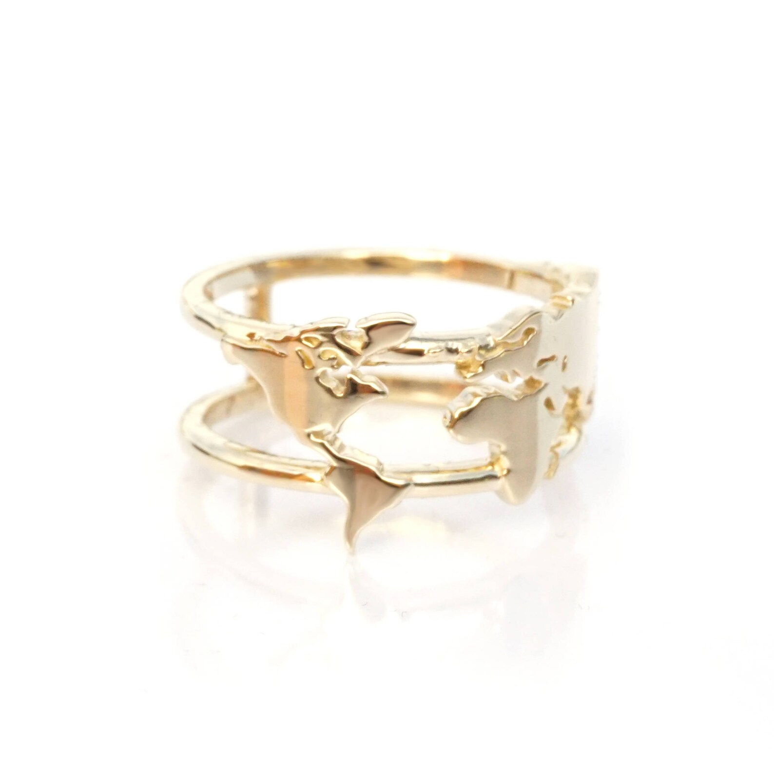 Engagement World Map Ring | Made in New York | Solid 14k Gold - Etsy