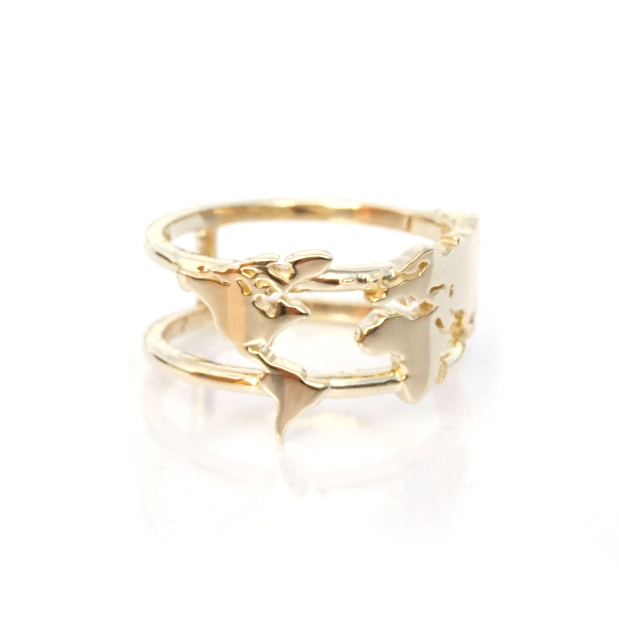 Engagement World Map Ring | Made in New York | Solid 14k Gold - Etsy