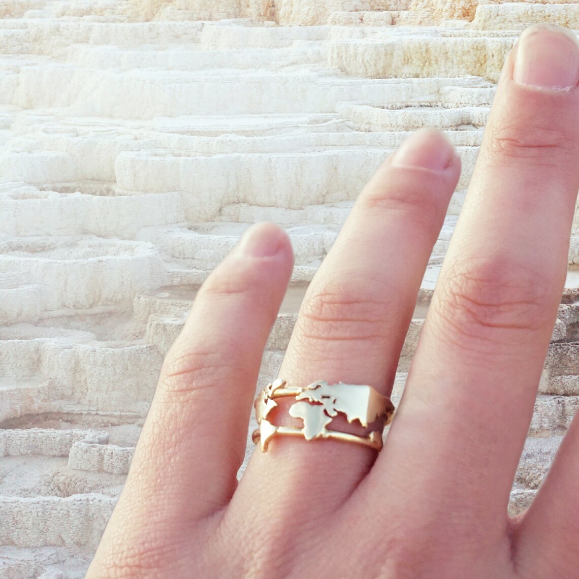 Engagement World Map Ring Made in New York Solid 14k Gold - Etsy