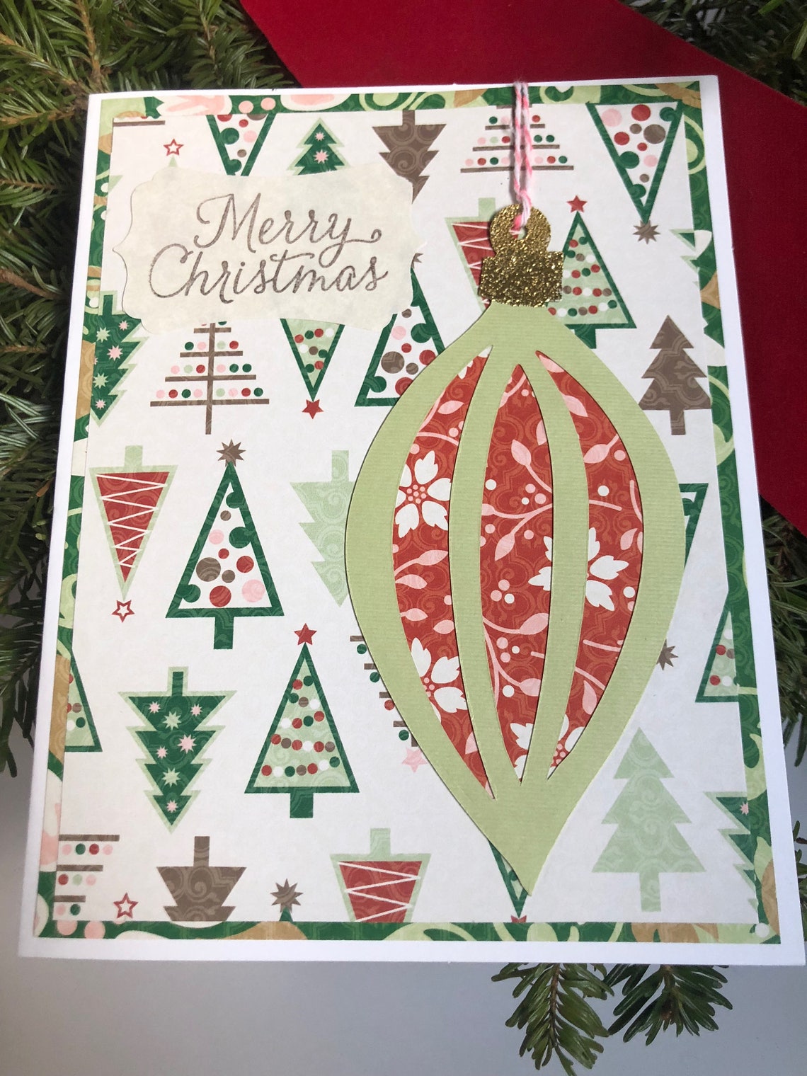 Pair of Handmade Christmas Ornament Cards - Etsy