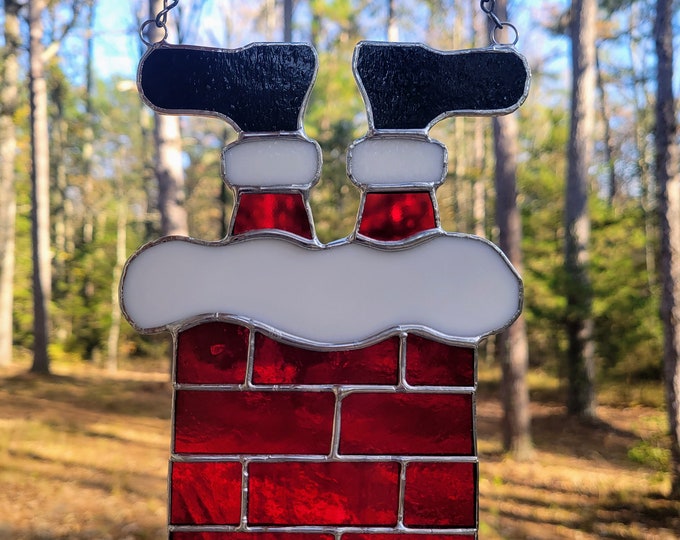 Funny Stained Glass Santa Stuck in the Chimney - A Festive Delight for ...