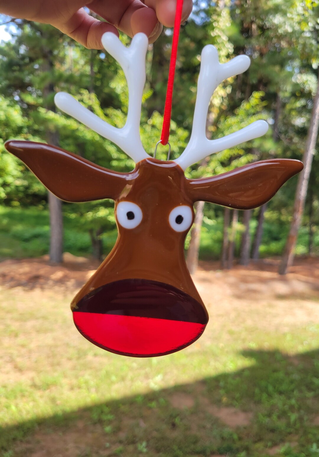 Handmade Fused Glass Reindeer Ornament - Etsy
