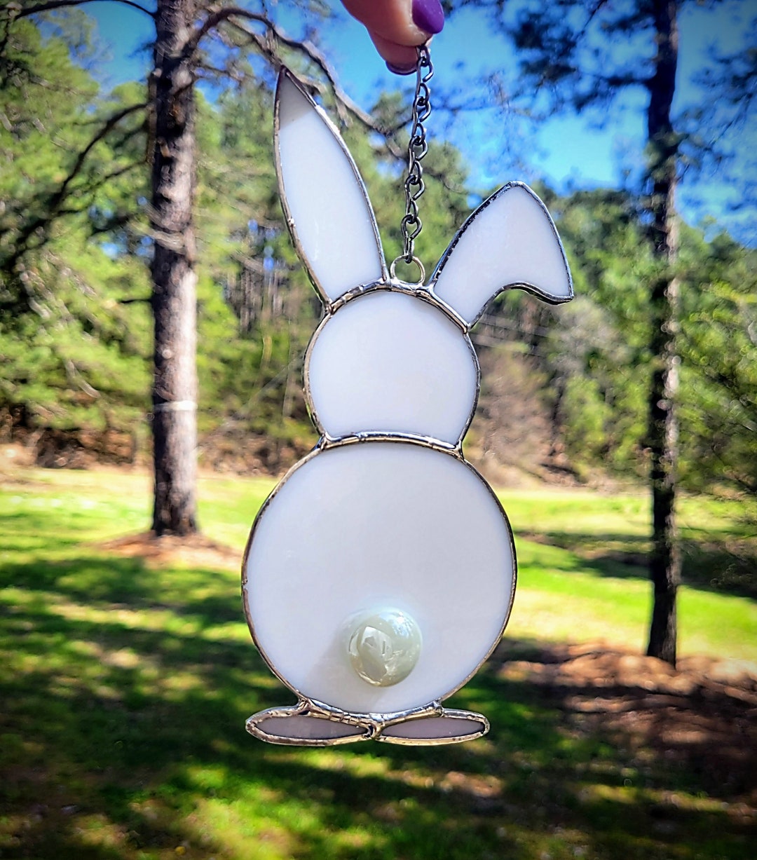 Stained Glass Bunny W/ Marble Stone Tail - Etsy