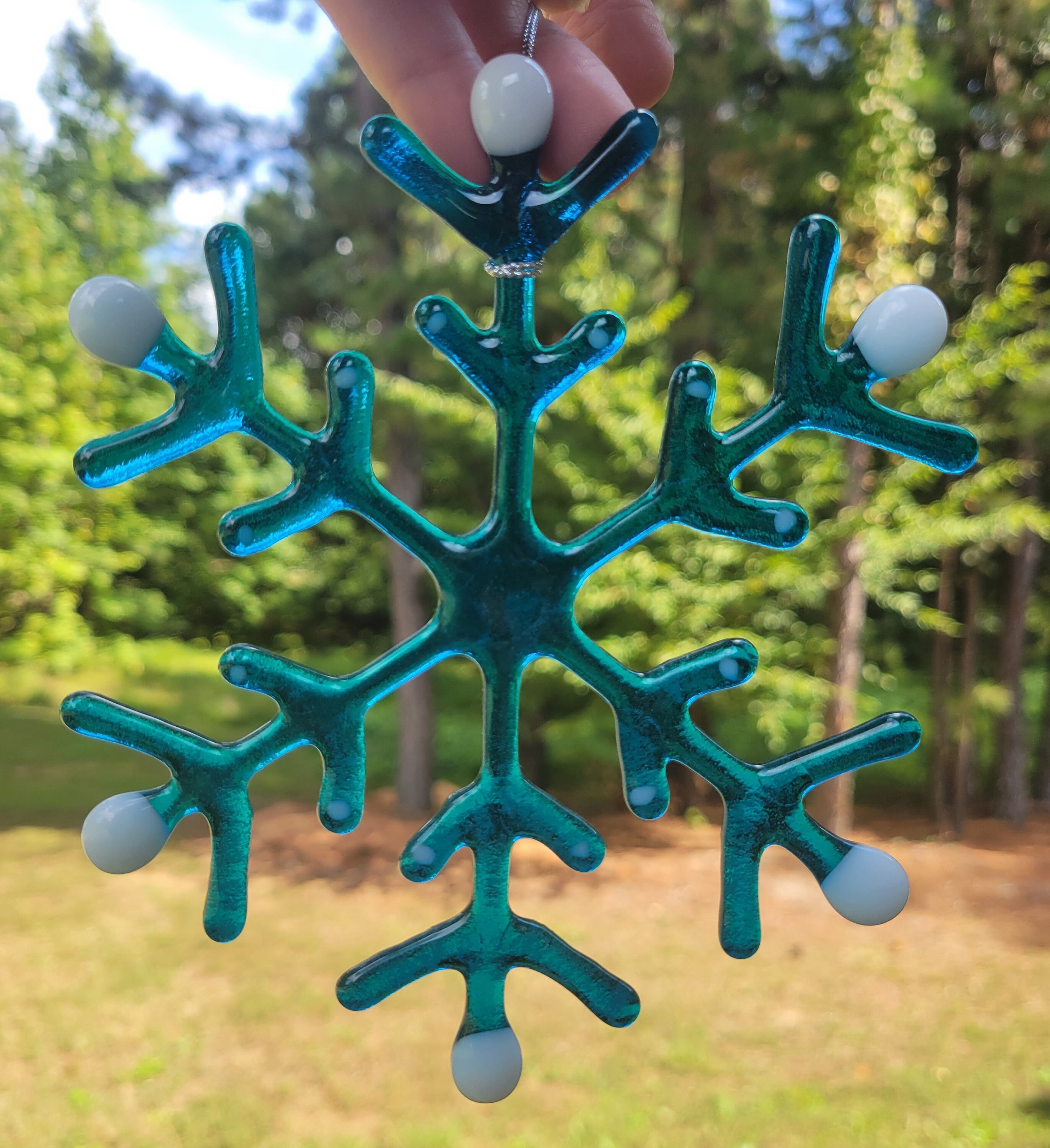 Handmade Fused Glass Snowflake Ornaments - Various Colors - Etsy