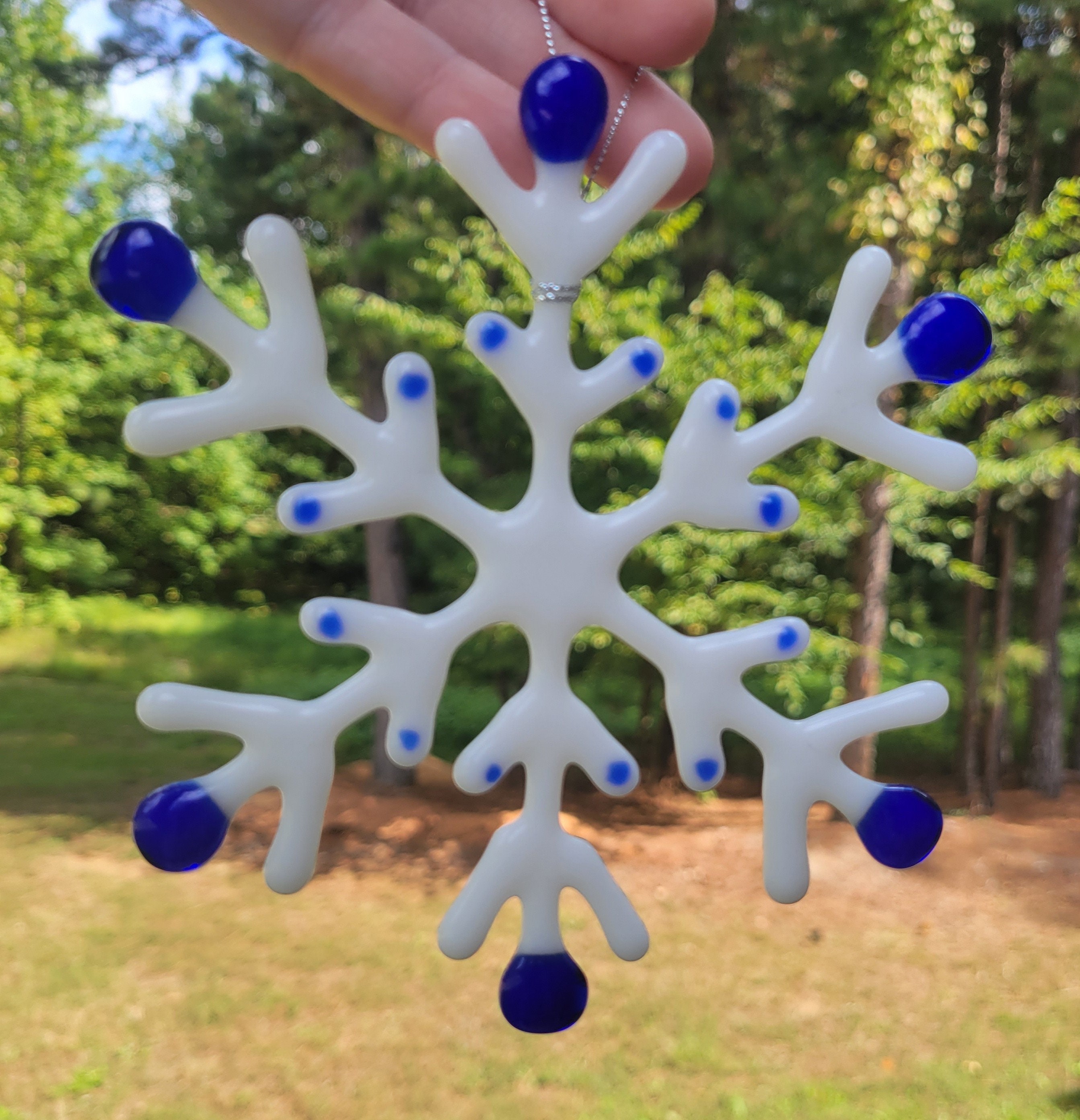 Handmade Fused Glass Snowflake Ornaments - Various Colors - Etsy
