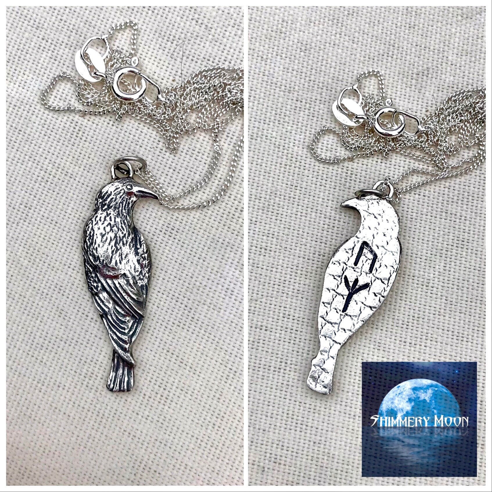 Sentinel Solid Silver Raven Pendant - Etsy