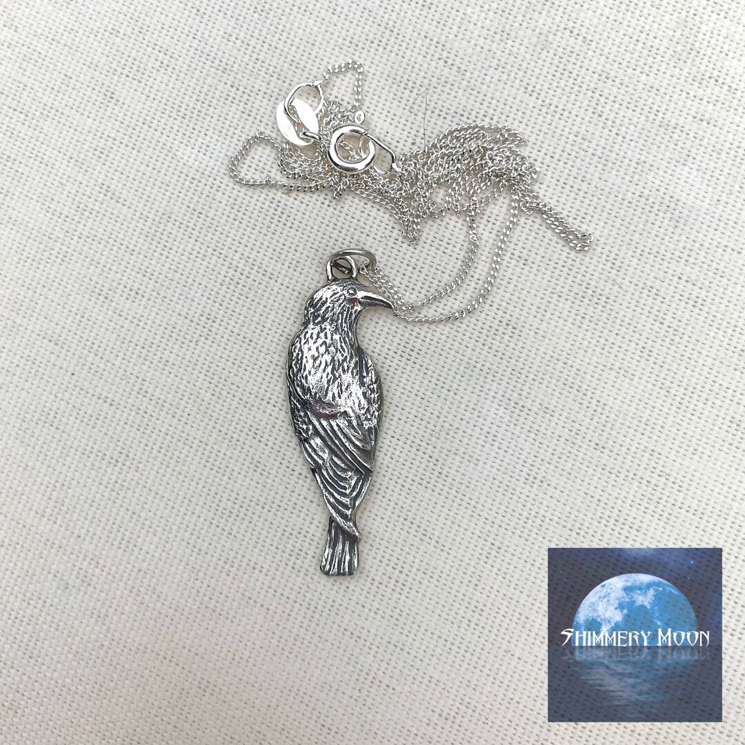 Sentinel - Solid Silver Raven Pendant - Etsy