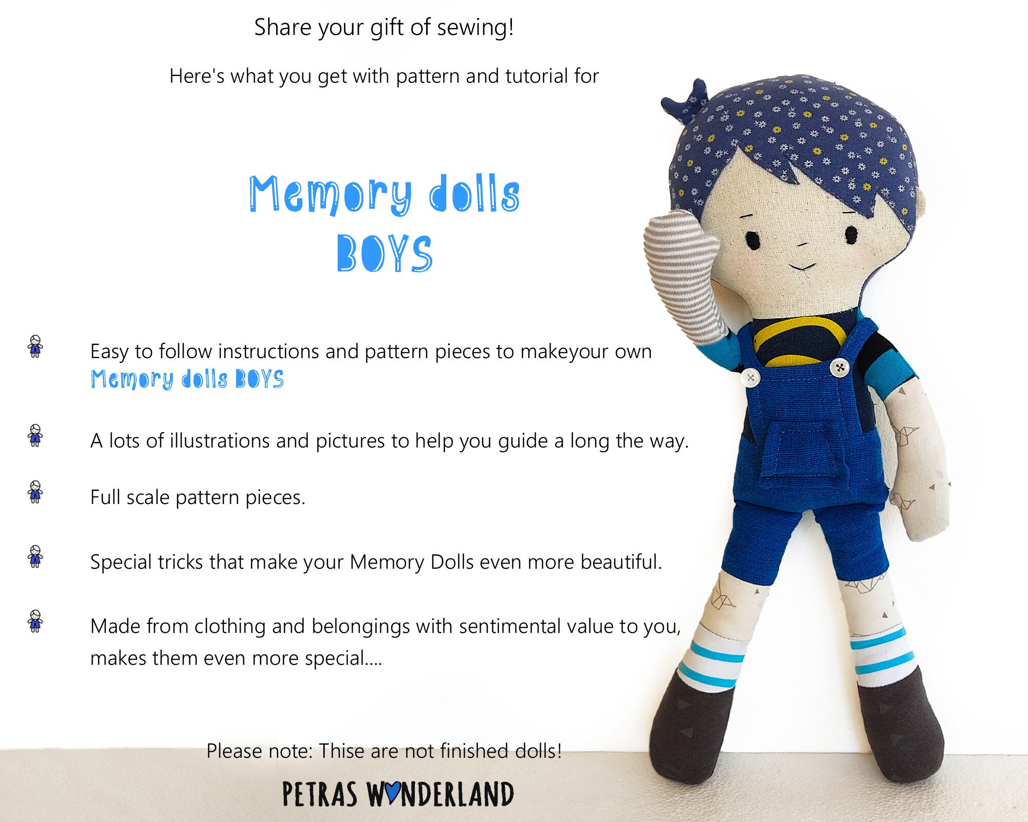 PDF Memory Doll Boys Sewing Pattern Rag Doll Easy Pattern - Etsy