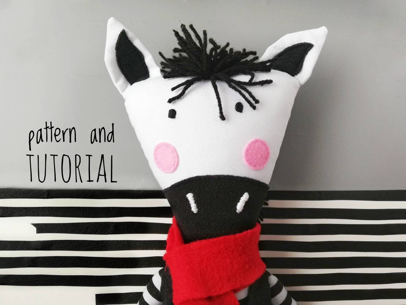Soft Toy Pdf Sewing Pattern and Tutorial. Zebra Stuffed Animal | Etsy UK