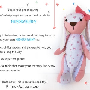 PDF Memory Bunny Sewing Pattern & Tutorial, Stuffed Animal Doll Sewing ...