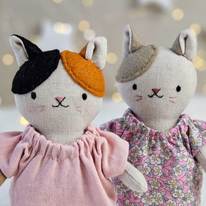 PDF Mini Cat Doll 6.5” Sewing Pattern: Make a Tiny Stuffed Animal Toy ...