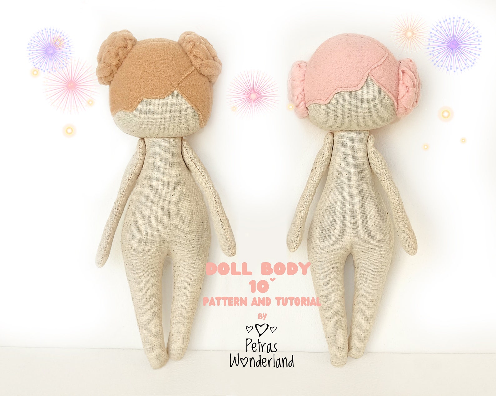PDF Doll Body Pattern and Tutorial With Hair 10 Cloth Doll - Etsy