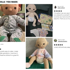 PDF Baby Doll Pattern and Tutorial, 18” Soft Doll Pattern With Diaper ...