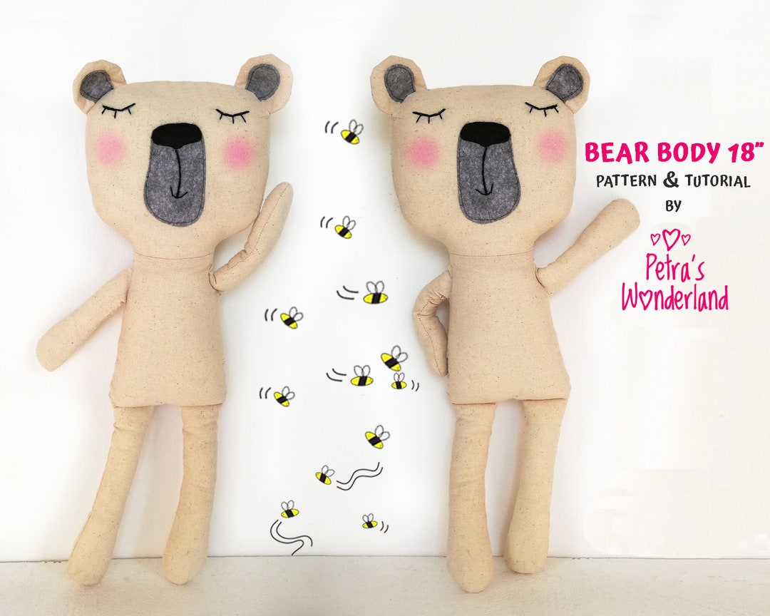 Stuffed Animal Pattern– Bear Doll Body 18”, PDF Sewing Patterns ...