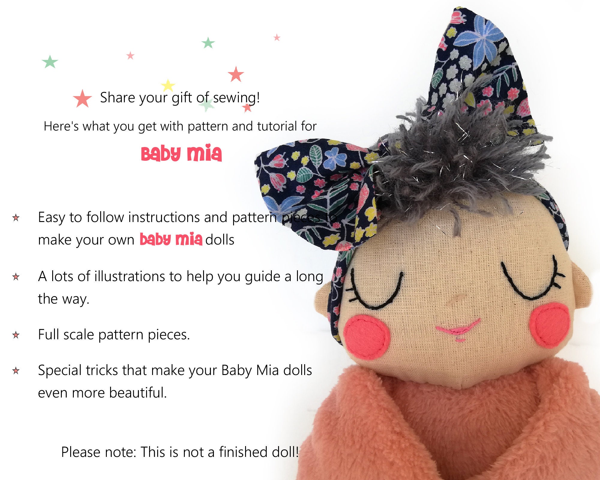 PDF Swaddle Baby Doll Sewing Tutorial and Pattern Rag Doll | Etsy