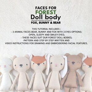 Pdf Set of Easy Forest Animal Face Hand Embroidery Designs for Bear ...