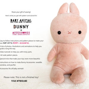PDF Baby Animal Bunny Sewing Pattern and Tutorial - Soft Toy Rabbit in ...
